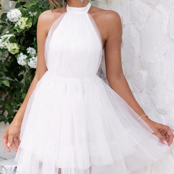 Ringing-N | Dresses | Halter Neck Backless Mesh Dress | Poshmark